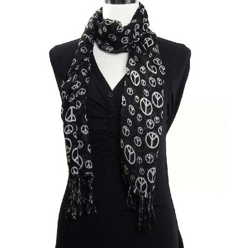 Lot of 100 Peace Sign Oblong Scarves Assorted Colors – Jon's Imports Inc